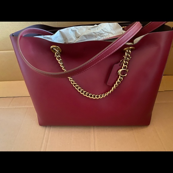 Coach | Bags | Coach Signature Chain Leather Medium Tote Bag | Poshmark